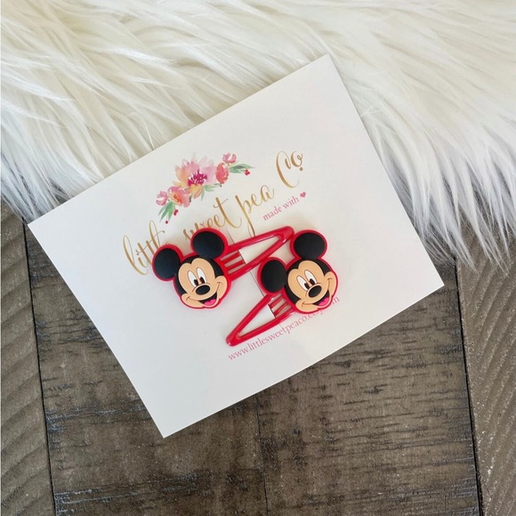 Little Sweet Pea Co | Accessories | Mickey Mouse Hair Clip Set | Poshmark
